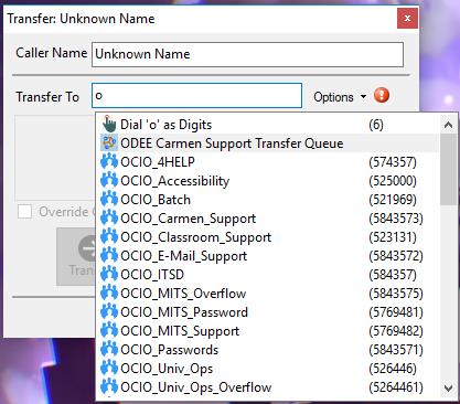 PureConnect (CIC) Settings for Carmen Transfer Queue | Administrative Resource Center